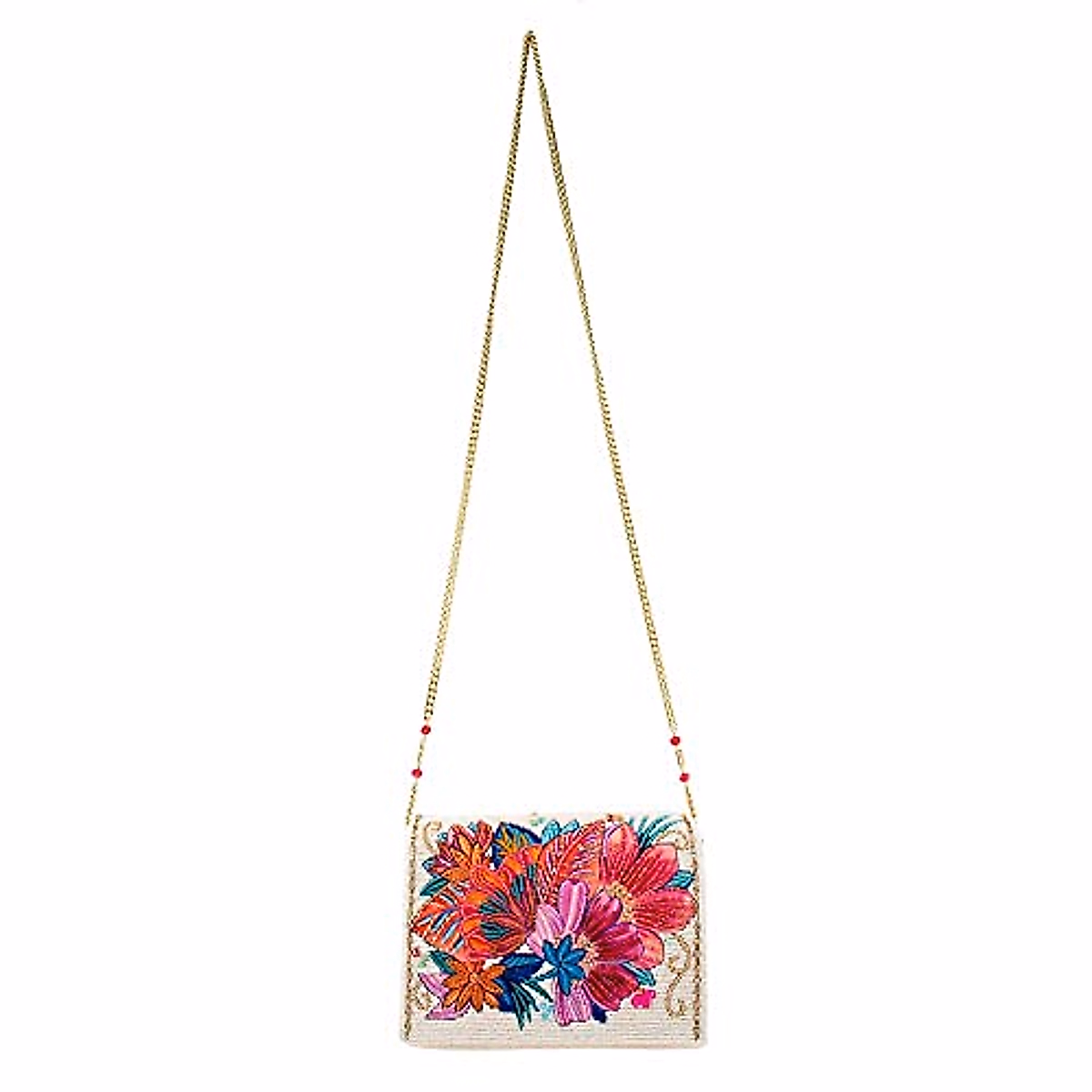 Mary Frances Centerpiece, White Floral Crossbody Clutch Handbag
