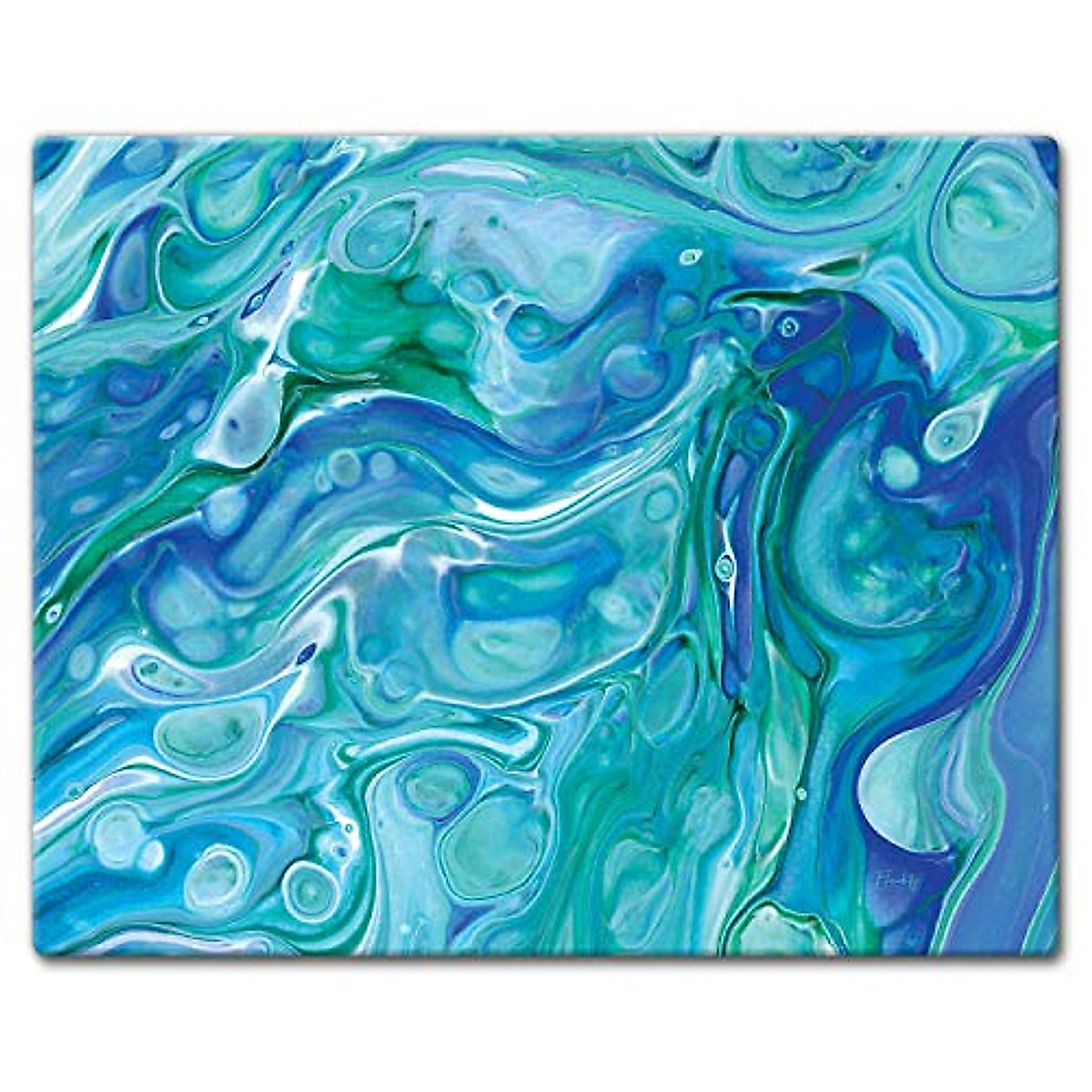 CounterArt Ocean Vibe Blue Swirls 3mm Heat Tolerant Tempered Glass Cutting Board 15” x 12” Manufactured in the USA Dishwasher Safe