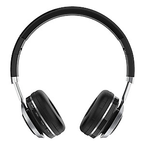 Aduro Resonance Wireless Headphones with Microphone Foldable Over The Ear Headphones with Mic Rechargeable Wireless Headset - Black/Silver
