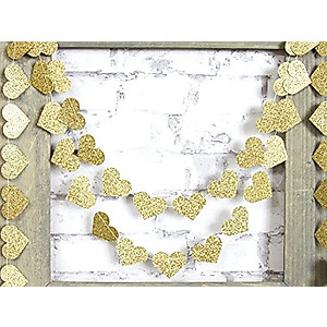 SHTWX 2-Pack,Gold Glitter Heart Paper Garland,Heart Garland,Christmas Garland, Gold Garland,Beautiful Garland, Paper Garland, Rustic Wedding, Christmas Decor, Party Garland (Gold,Glitter)