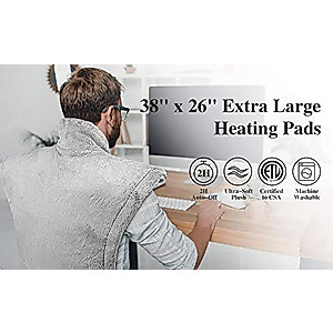 King Size Heating Pad Fast-Heating Technology for Back/Waist/Shoulder/Neck Pain and Cramps Relief - Moist and Dry Heat Therapy with Auto-Off 26"X38" Hot Heated Pad by GOQOTOMO PJH-King