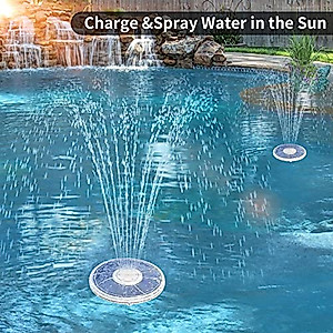 FineBud Solar Pool Fountain with Underwater Lights,6 Lighting Modes Floating Pool Fountain for Above Ground Pool,Waterproof Outdoor Solar Water Fountain Pump,Pool Sprinkler Fountain for Bird Bath,Pond