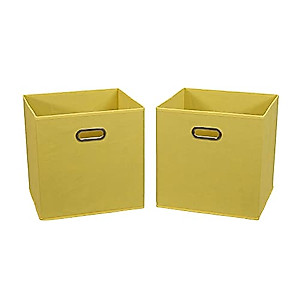 Household Essentials, Golden Yellow 2 Pack Open Storage Bins with Dual Handles, 13 x 12 x 13