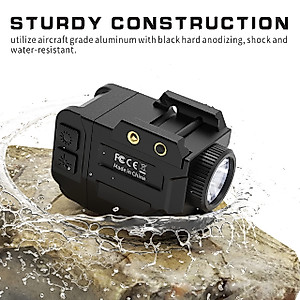 CRONHAWK 500 Lumens Tactical Weapon Flashlights Laser Sight - Rail-Mounted Light and Green Laser Light Combo for Pistol with Picatinny Rail and GL Rails - Magnetic Charging Port