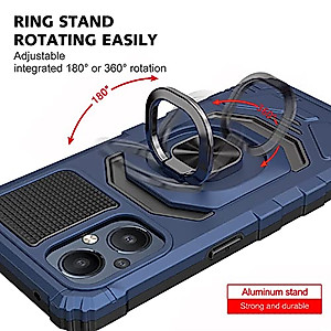 Suordii Case for OnePlus Nord N20 5G with Tempered Glass Screen Protector [2 Pack], Heavy Duty Military-Grade Slim Fit Phone Case with Metal Kickstand for OnePlus Nord N20 5G - Blue