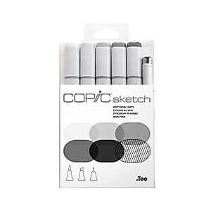 Copic Sketch Alcohol Marker 5 Colors + Multiliner SP Set, Sketching Grays