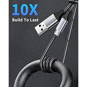 EWUONU Micro USB Cable, 2Pack 10FT Android Charger Cord Nylon Braided Sync and Fast Charging Cable for Samsung Galaxy S7 Edge S6 S5 S2 J7 J7V J5 J3 J3V,LG K40 K20,Moto E4 E5 E6,Tablet,PS4,Xbox one