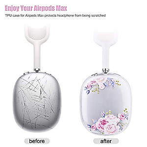 MOFREE Case Compatible for AirPods Max Headphones,Cute Flower Clear TPU Shock-Proof and Shatter-Resistant Protective Full Cover Case for AirPods Max(Pink Flower)