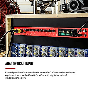 Focusrite Clarett+ 8Pre Studio-Grade 18-in/20-out Audio Interface for Established Producers —Eight High-Performance, Low-Noise, Low-Distortion Mic Preamps Capture Audio with Precise Clarity