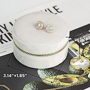 SoleGood Plush Velvet Small Jewelry Box Necklace Ring Storage Organizer Mini Jewelry case Jewelry Travel Organizer for Women Girls (Pearl white)