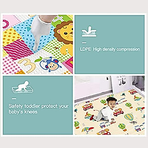 Soft Baby Play Mat,Reversible,Easy to fold Foam Floor Mat,LDPE Waterproof Indoor and Outdoor Fitness Mat for Children,Suitable for Baby Playing or Crawling(70 x 39 x 0.4 inches) (A)