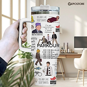 GEPOSTORE Office Tumbler 40oz Stainless Steel Tumbler with Handle, Funny Coffee Travel Cup, Birthday Gifts for Movie Lover