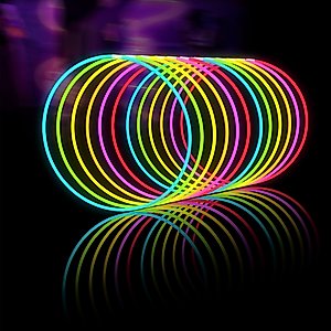 Glow Fever Glow Sticks Bulk 100ct 22'' Glow Necklaces with Connectors, Neon Light Sticks for Party Festivals Raves Concert Birthday Wedding, Multicolor