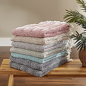 DII Herringbone Striped Collection Cotton Throw Blanket, 50x60, Gray