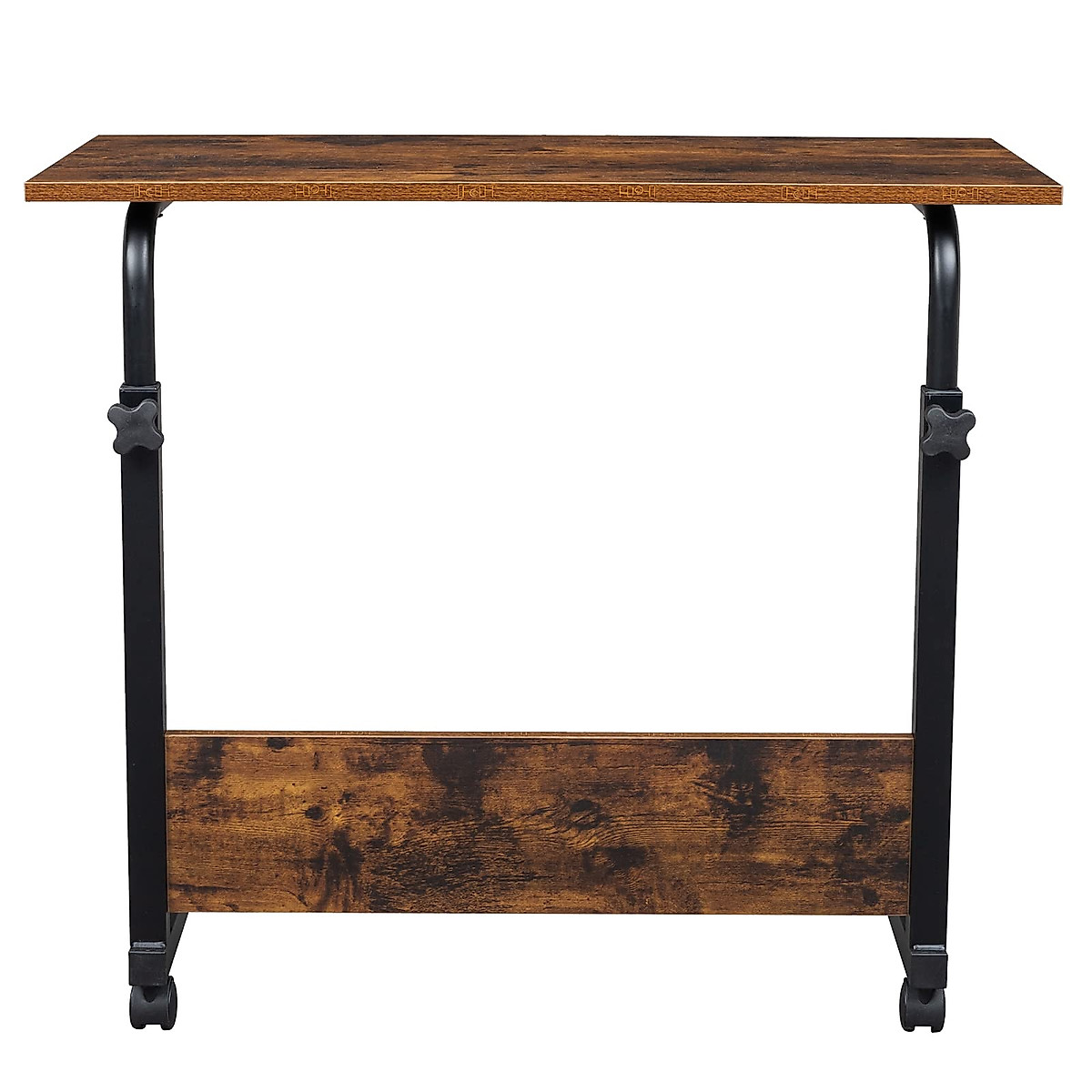 Binrrio Sofa Side Table Desk with Wheels, Tray Table Portable Side Table for Bed, Table Laptop Cart, Height Adjustable Coffee Snack Table for Living Room, Bedroom, The Study, 31.5" L X 16" W, Brown