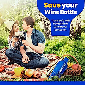 Liquid Spectrum 6 Pack Reusable Wine Protector Travel Bag by Bottle Shield - Bubble Cushioning Wrap Suit - Unbreakable Bottle Sleeve, Leak Proof - Wine Tote Bags Accessory for Suitcase Luggage