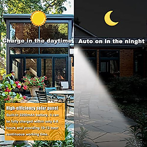 Adowan LED Solar Outdoor Lights with Motion Sensor, 3 Lighting Modes Flood Lights with Remote Control, Waterproof Night Security Light for Garage Garden Street Shed Yard (2 Pack)