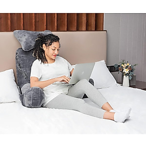 SLIGUY Reading Pillow Extra Large 31" Bed Rest Pillow with Detachable Neck Roll for Sitting in Bed or Couch Adult Back Pillow for Watching TV/Gaming/Relaxing