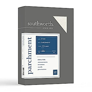 Southworth Parchment Paper, 8.5" x 11", 24 lb/90 gsm, Ivory, 500 sheets - Packaging May Vary (984C)