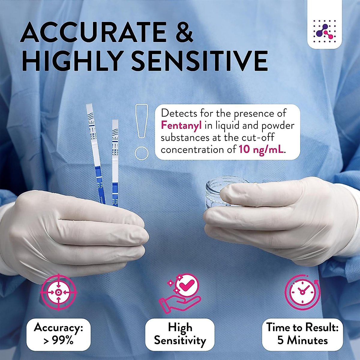 Fentanyl Test Kit | Includes 5 Fentanyl Test Strips | Signify Analytics Ultra-Sensitive Fentanyl Test Strips for Drug Testing | Fentanyl Testing Strips for Pills, Powders, and Liquids