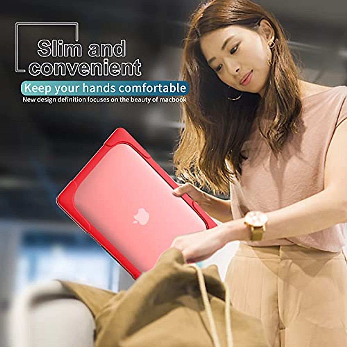 CISSOOK Shockproof Case for MacBook Pro 13 Inch 2023 2022 2021 2020 M2 M1 A2338 A2289 A2251 Model, Heavy Duty Hard Shell Case Dual Layer Cover with Fold Kickstand for MacBook Pro 13 - Red