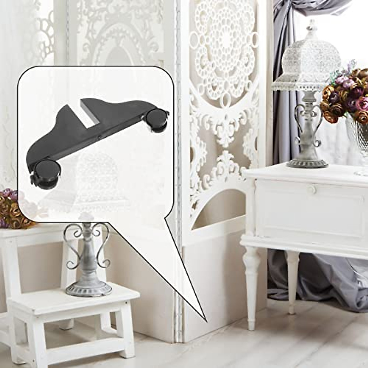 Zerodeko Room Divider Screen Holder Folding Privacy Screen Holder Stand Room Divider Feet Movable Wheel Roller Base for Home Office Hotel Bedroom Black