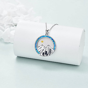 VONALA Mustard Seed Necklace 925 Sterling silver Mountain Blue Opal Necklace Faith Move Mountain Jewelry Gift for Christian Necklace