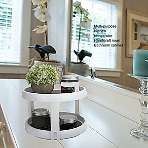 Lazy Susan Organizer,2 Tier Non Skid Spice Rack Turntable,360 Degree Rotating Seasoning Organizer,Easy to Install Turntable Organizer for Item Storage and Organization