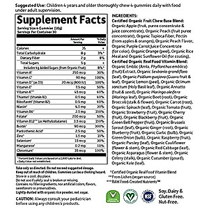 Garden of Life mykind Organics Kids Gummy Vitamins - Fruit - Certified Organic, Non-GMO & Vegan Complete Children's Multi - B12, C & D3 - Gluten, Soy & Dairy Free, 120 Real Fruit Chew Gummies