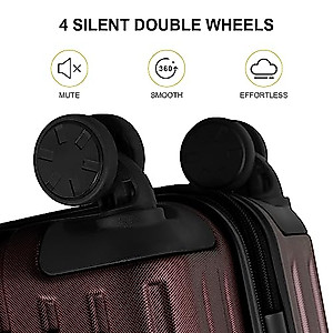 LEVEL8 Grace EXT Carry On Luggage, 20” Expandable Hardside Suitcase, ABS+PC Harshell Spinner Luggage with TSA Lock, Spinner Wheels - Red, 20” Carry-On