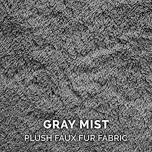 Furhaven XL Dog Bed Plush Faux Fur Beanbag-Style Ball Nest w/ Removable Washable Cover - Gray Mist, Jumbo