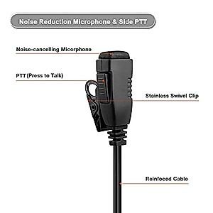 R SPIDER WIRELESS Two Way Radio Earpiece with PTT Compatible with Kenwood 2.5mm+3.5mm 2-Pin Walkie Talkie Headsets Single Wire Mic Headphone