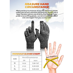 TRENDOUX Winter Gloves Women Men, Touchscreen Glove, Texting Smartphone Riding - Anti-Slip - Thermal Liners - Knitted Soft Material - Hands Warm Glove for Driving - Black Gray - L