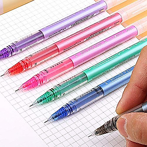 Mifuner 0.38mm 6 Colors Extra Fine Point Pens Liquid Ink Pen Rolling Roller ball Quick-drying Ink for Home Office