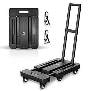 CasaCulina Folding Hand Truck, 500 LB Heavy Duty Folding Truck Dolly Cart, Portable Extendable Base Collapsible Luggage Cart with 6 Wheels & 2 Elastic Ropes for Moving Travel Shopping Airport Office