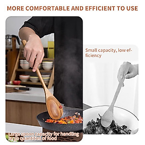 Giant Wooden Spoon for Cooking, Large Wood Scoop Utensil, 17-inch Big Corner Spoon | Right Angled Spoon, Comfortable Long Handle Grip Kitchen Serving Scooper for Big Pot, Heavy Food Service Spoon