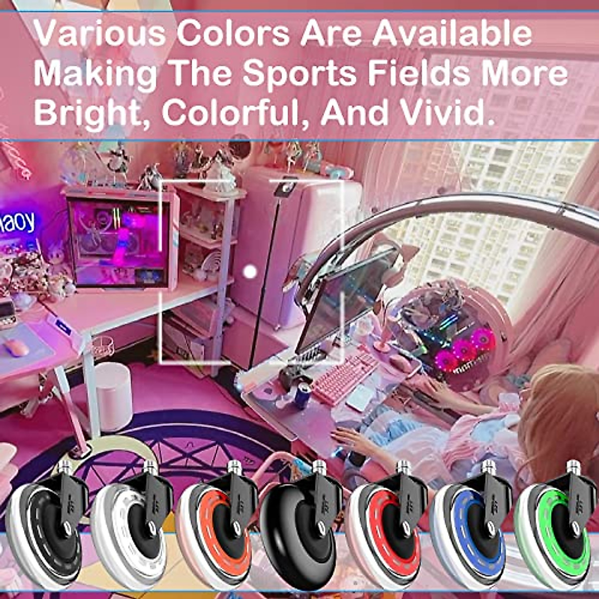 Office Chair Wheels for Wood Floors and Carpet Blue Replacement Wheels for Office Chair 3 Inch Chair Casters Set of 5 Heavy Duty Computer Gaming Desk Caster Wheels Noise Free Universal Fit