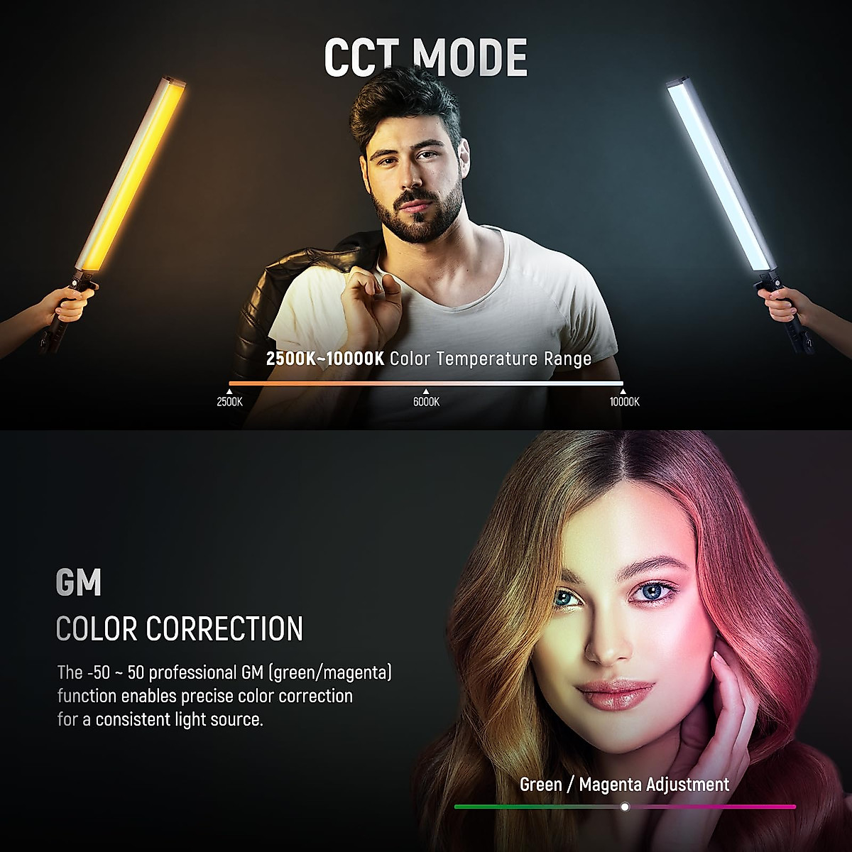 NEEWER Upgraded Interactive RGB LED Video Light Stick with Stand Kit, 2 Pack BH-30S Photography Lighting Wand with RGBWW Hue Mixer/2.4G APP Control/2500K-10000K/CRI&TLCI97+/18 Effects/31Wh Battery