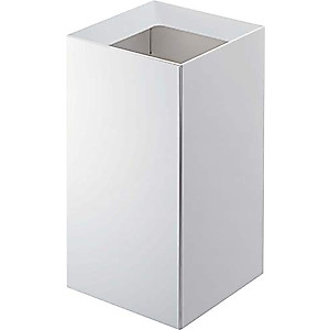 Yamazaki Home Trash Can - Modern Open Top Garbage Waste Bin Basket with Handle, Plastic, Short, 2.4 gallons, 9 liters, Handles, Lid, No Assembly Req., White