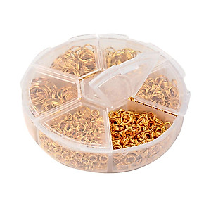 Pandahall 1 Box Split Jump Ring Connectors 4-10mm Nickel Free for Bracelet Necklace Earring Jewelry Making (Golden)