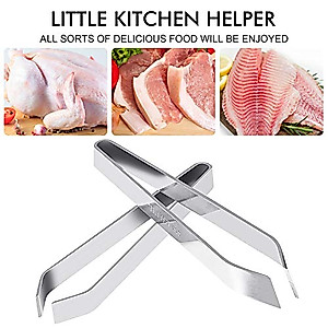 Fish Bone Tweezers, Professional Stainless Steel Flat and Slant Pliers Set for Kitchen Salmon Trout, 2 Pcs
