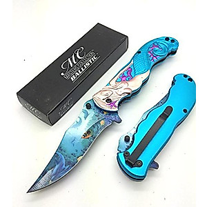 1 X Master Collection Mc-a013lb 5" Closed Mermaid Folder Assisted Open Pocket Hunting Tactical Outdoor Knife