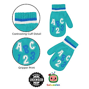 CoComelon Toddler Winter Hat and Mitten, Kids Beanie with Sherpa Lining Set, JJ, TomTom & Yoyo, for Ages 2-4