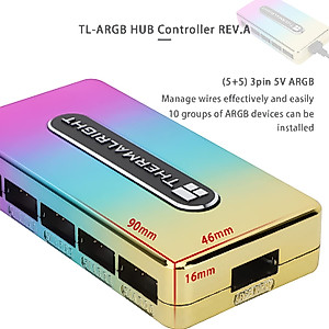 Thermalright Integrated ARGB Fan Hub, 10-Port 3 Pin PC Fan Controller, 5V Fan ARGB Hub, Support up to 10 Fans, SATA Power Cord Direct Input