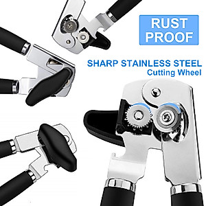 Hicook Can Opener Manual Can Opener Smooth Edge Can Openers for Seniors and Arthritis Heavy Duty With Ergonomic Handle Ultra Sharp Safe Ideal for Commercial Beer Bottle Opener
