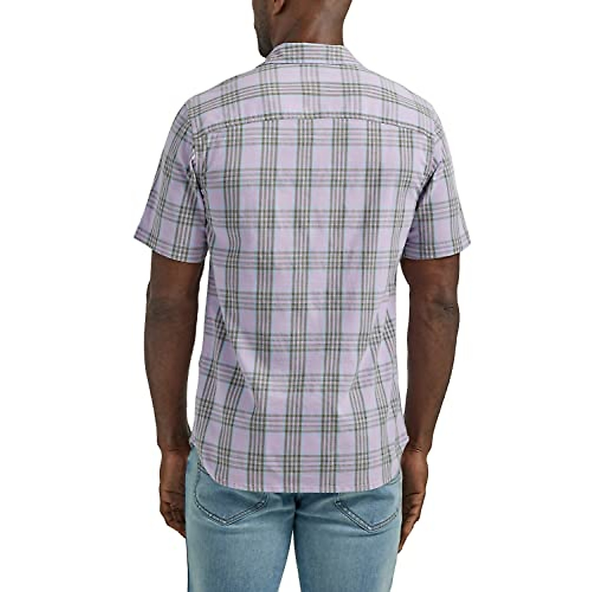 Lee Men's Extreme Motion All Purpose Classic Fit Short Sleeve Button Down Worker Shirt, Orchid Plaid