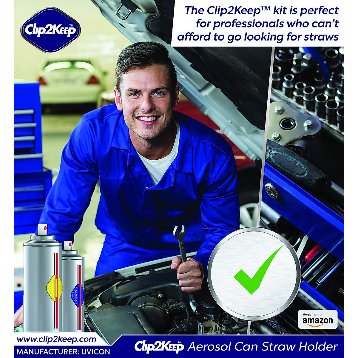 Clip2Keep 30 Aerosol Can Extension Straw Holders With 4 Replacement Red Straws, Spray Can Straw Plastic Clips With Self Adhesive (30 Blue) For Automotive Lubricant, Bike Spray, Contact Cleaner