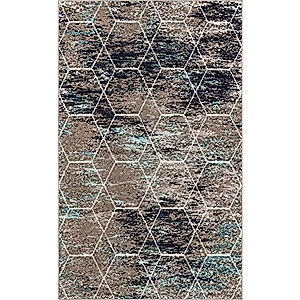Unique Loom Trellis Frieze Collection Area Rug - Geometric (5' x 8', Blue Multi/ Ivory)