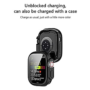 SAWIDEE TPU Glass+case for Apple Watch Series Ultra 49mm smartwatch PC Screen Protector Bumper Tempered for Apple Watch Ultra 49mm (Color : Gold)