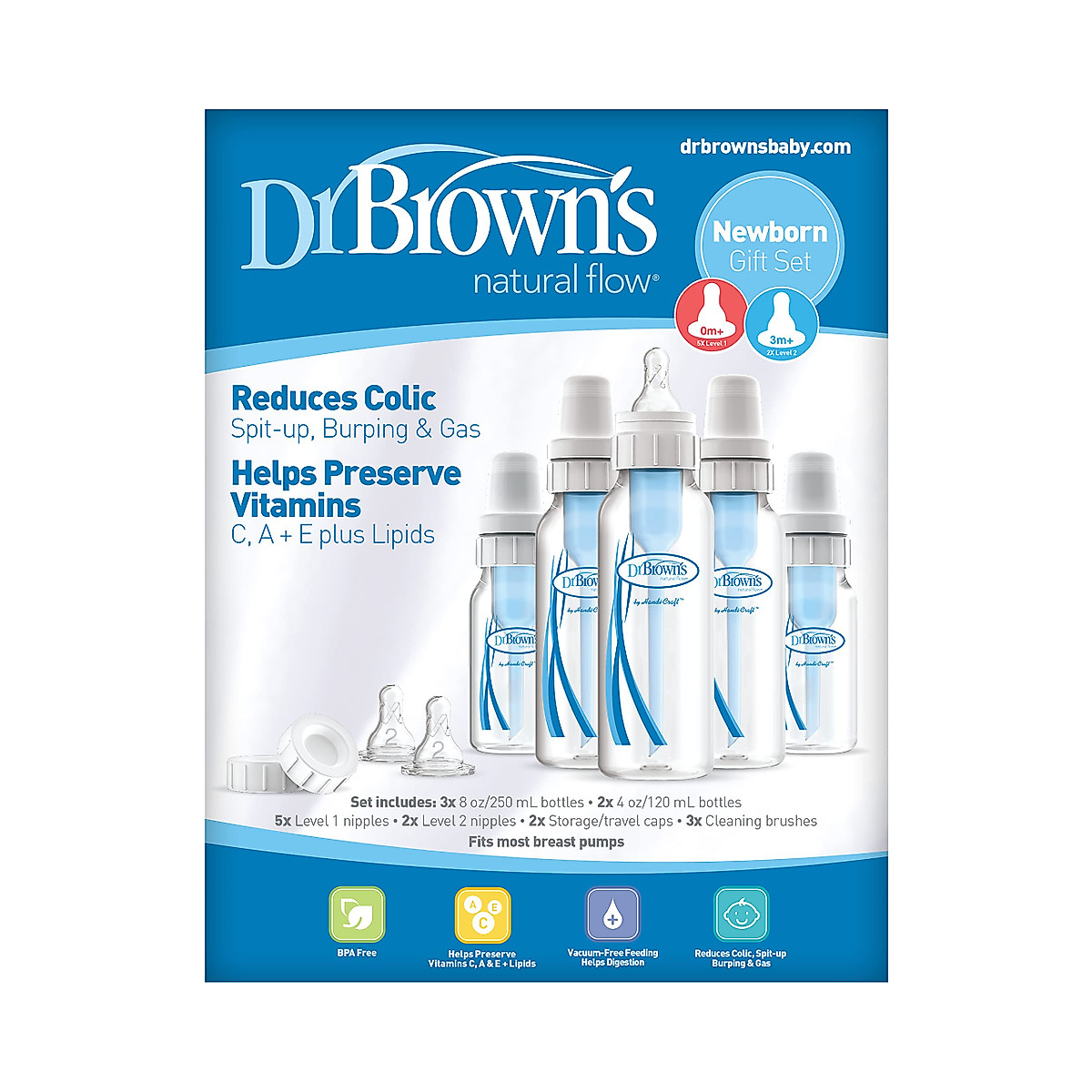 Dr. Brown's Natural Flow Anti-Colic Newborn Baby Bottle Gift Set